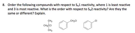 Solved 8. Order the following compounds with respect to Sn1 | Chegg.com
