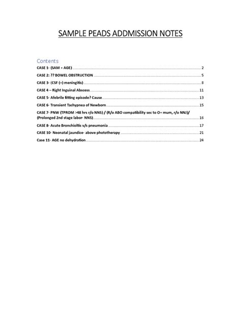 Peads Addmissions Pdf Clinical Medicine Medical Specialties