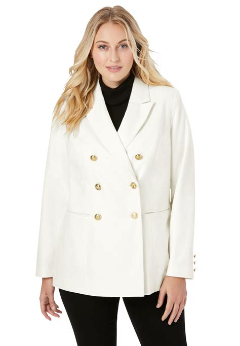 Jessica London Womens Plus Size Double Breasted Wool Blazer