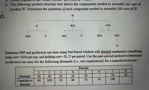 Solved 2 The Following Product Structure Tree Shows The