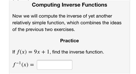 Solved Computing Inverse Functions Now We Will Compute The