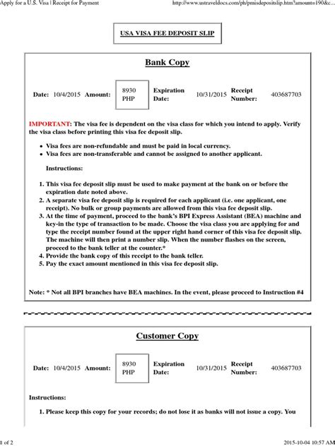 20 Apply For A U S Visa Receipt For Payment Pdf