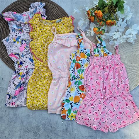 ДИТЯЧИЙ ОДЯГ ТА ТОВАРИ ВІДОМІ БРЕНДИ ПРИЄМНІ ЦІНИ нове та б у 🧸 Літні ромпери для дівчинки 18