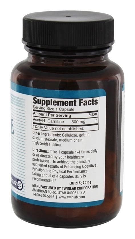 Twinlab Acetyl L Carnitine 500mg 30 Capsules Harvest Natural Foods