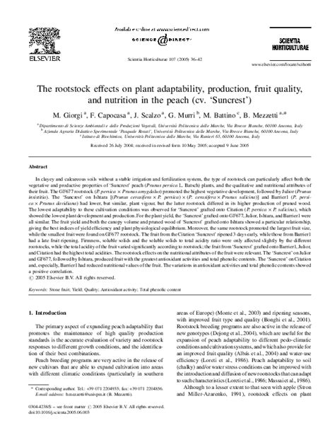 Pdf The Rootstock Effects On Plant Adaptability Production Fruit Quality And Nutrition In
