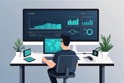 Premium Photo Data Monitoring Illustration Designed In Flat Style