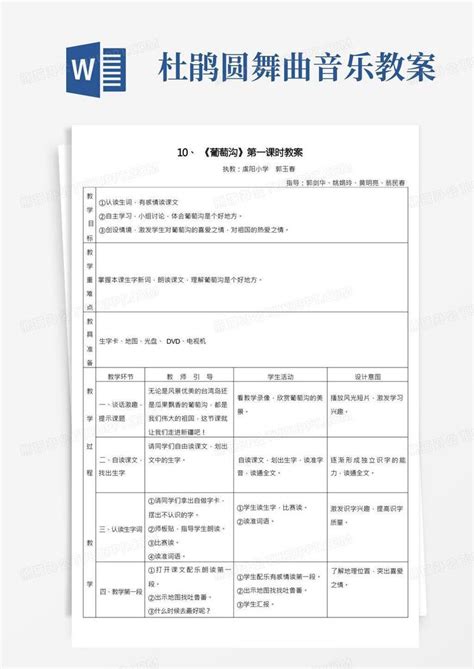 欣赏乐曲杜鹃圆舞曲教案Word模板下载 编号qrjjxpda 熊猫办公