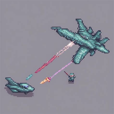 Pixel Art Of A Fighter Jet In Flight Armed With A Missile Premium Ai