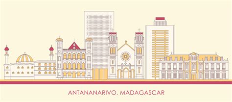 Dessin Animé Skyline Panorama De La Ville Dantananarivo Madagascar