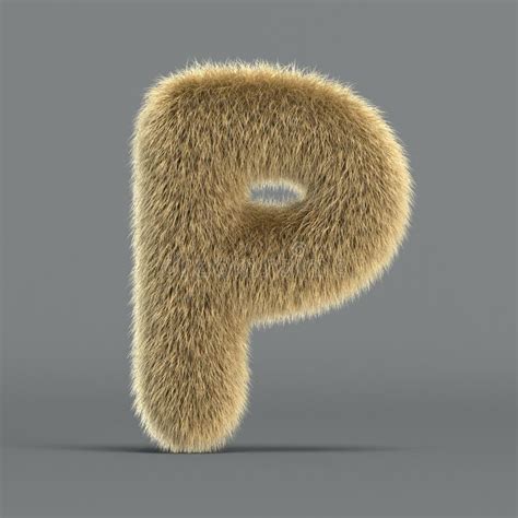 Hairy Font Furry Alphabet 3d Rendering Letter P Stock Illustration