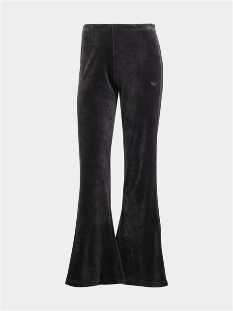 Adidas Originals Womens Crushed Velvet Black Flare Pants