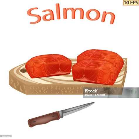 鮭魚魚白色背景的鮭魚牛排牛排魚的寫實風格角海產品產品設計向量向量圖形及更多一片圖片 一片 三文魚 海產 亞洲菜 Istock