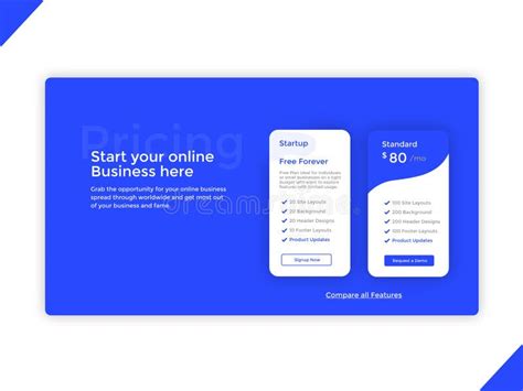 Pricing Table Web Page Interface Vector Design For Online Services