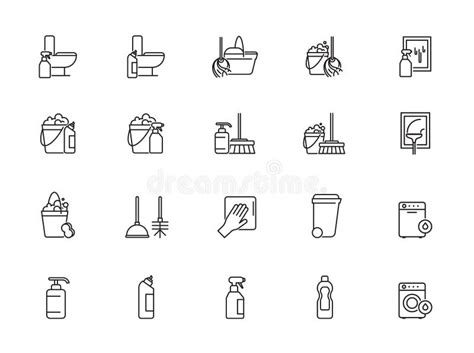 Minimal Cleaning Line Icon Set Stock Illustration Illustration Of Privies Outline 192906365