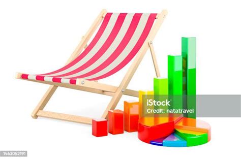 성장 막대 그래프와 원형 차트가 있는 데크체어 3d 렌더링 3차원 형태에 대한 스톡 사진 및 기타 이미지 3차원 형태 갑판 의자 개념 Istock