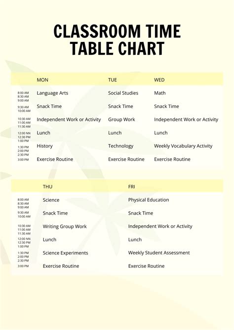 Daily Time Table Chart Template In PDF Download Template Net