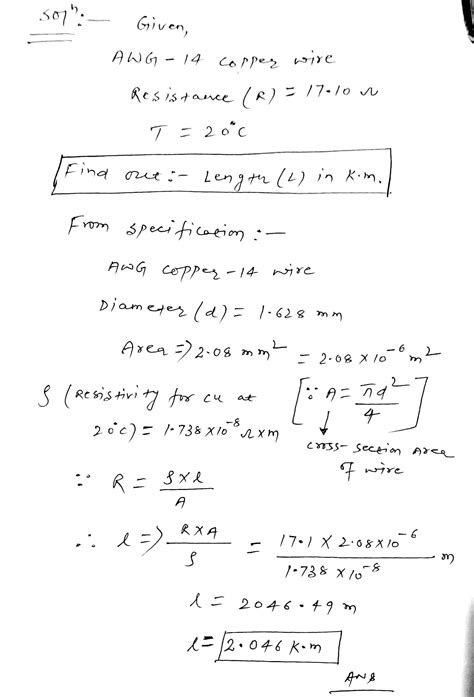 Solved Please Help Show Detailed Steps Please An Awg M Copper Wire