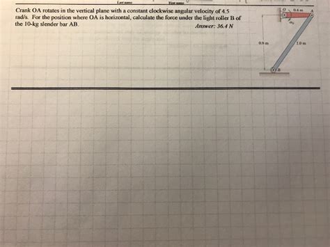 solved crank oa rotates in the vertical plane with a
