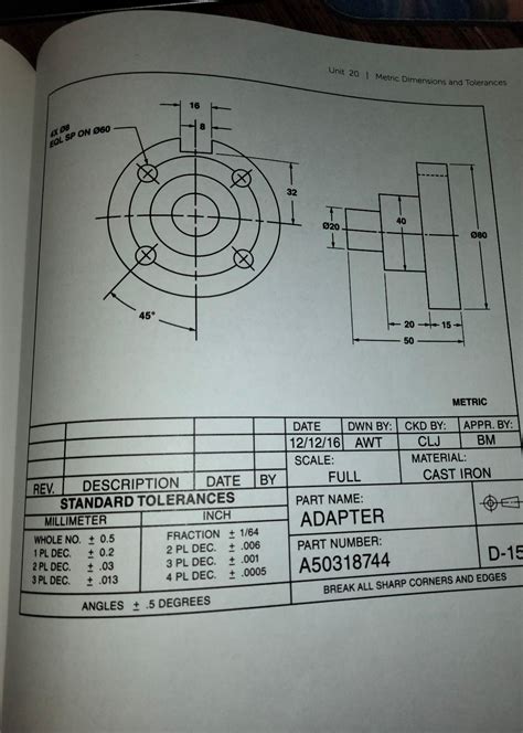 Solved Print Reading For Machinists Assignment D 15 Adapter