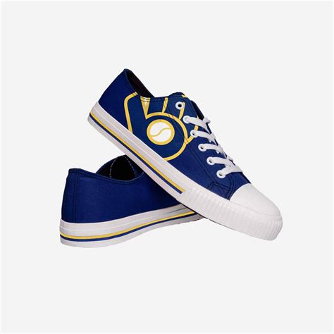 Milwaukee Brewers Mens Low Top Big Logo Canvas Shoe Foco