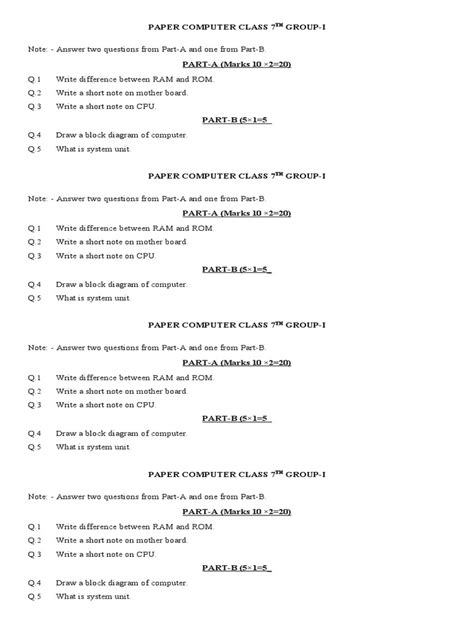 paper computer class 7th group pdf