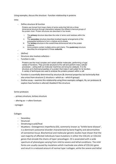 Proteins Structure And Function Using Examples Discuss The Structure Function Relationship