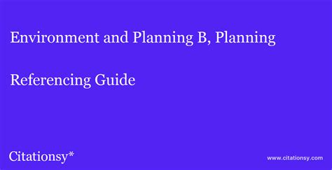 Environment And Planning B Planning And Design Referencing Guide