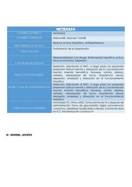 Metidolpa Nursing Apuntes Udocz