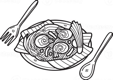 Hand Drawn Pad Thai Or Thai Food Illustration 16733231 Png