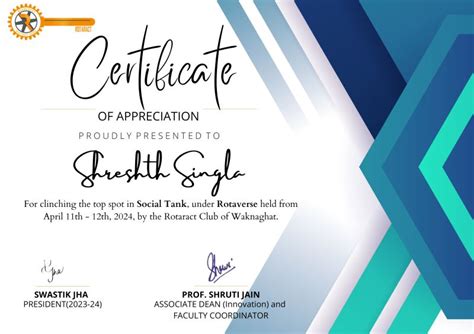 shreshth singla on linkedin achievement teamwork innovation rotaract socialtank rotaverse2024