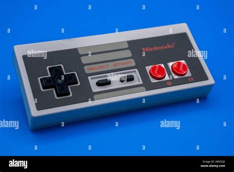 Nintendo Nes Controller Close Up Of Vintage Classic Gamepad With A