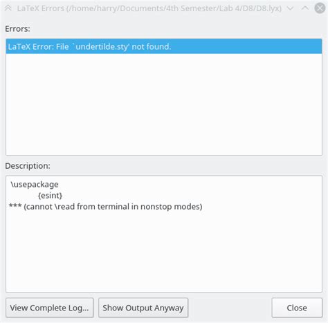 Linux Lyx File Undertilde Sty Not Found Error On Previewing A File