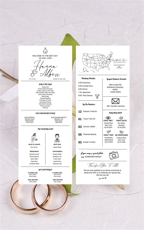 Infographic Wedding Program Canva Template Fun Editable Digital