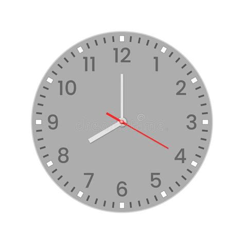 Realistic Clock Face With Minute Hour Numbers And Second Hand Red