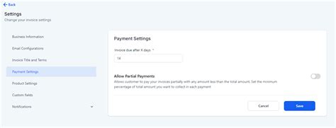 Invoice Settings Captivation Hub