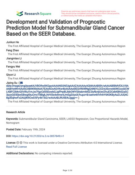 Pdf Development And Validation Of Prognostic Prediction Model For