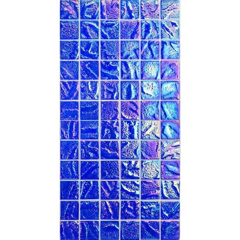 Artmore Tile Sample Riviera Indigo 4 In X 4 In Polished Glass Uniform