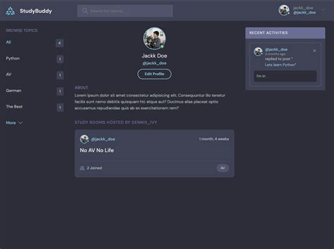 GitHub Jackk Doe StudyBud Twitter Like Django Project