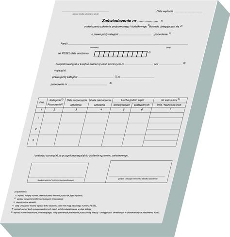 Zaświadczenie o ukończeniu kursu druk samokopiujący sklep z