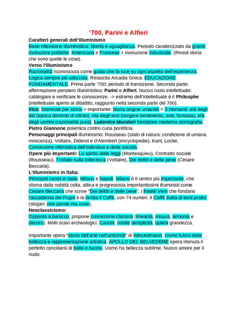 Illuminismo In Italia Parini E Alfieri Caratteristiche Personaggi E