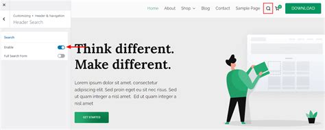 How To Remove The Search Icon From The Header Area Docs Zakratheme