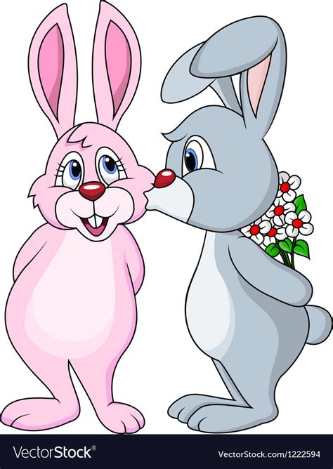 Cute Rabbit Couple Kissing Royalty Free Vector Image