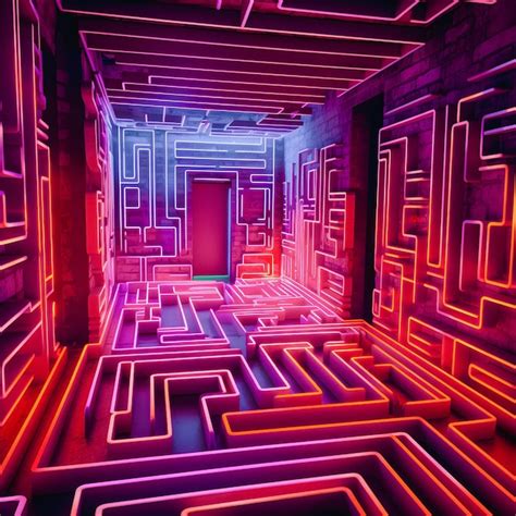 Premium Photo A Room With Neon Lights And A Door That Saysthe Word