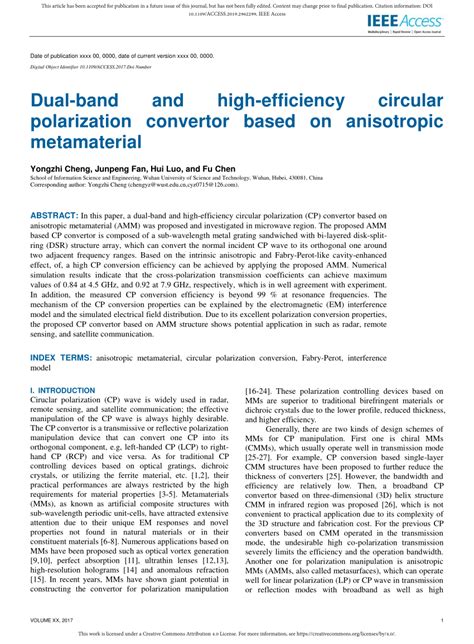 Pdf Dual Band And High Efficiency Circular Polarization Convertor