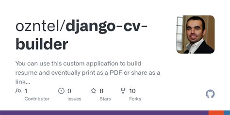 GitHub Ozntel Django Cv Builder You Can Use This Custom Application To Build Resume And