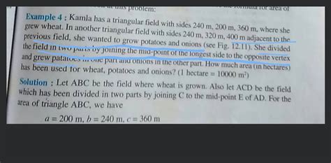 Example 4 Kamla Has A Triangular Field With Sides 240 M 200 M 360 M Wh
