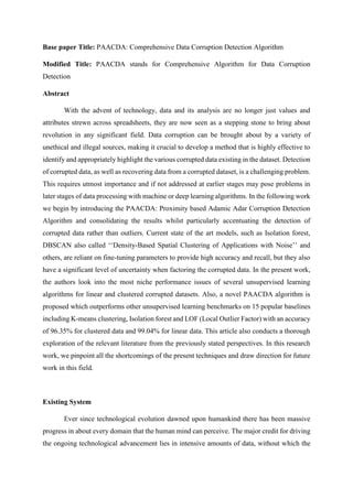 PAACDA Comprehensive Data Corruption Detection Algorithm Docx