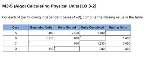 Solved M Algo Calculating Physical Units Lo For Chegg