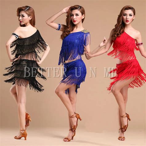 Latin Dance Costume Skirt Performance Wear Tassel Sequins Clothing For