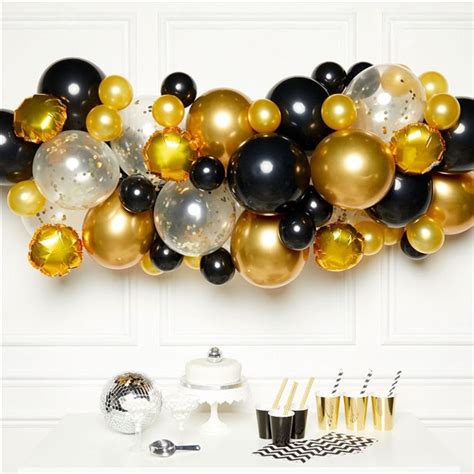 Gold Black Balloon Arch Garland 66 Balloons Party Delights